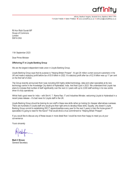 Letter To MPs Regarding Offshoring IT | BTU
